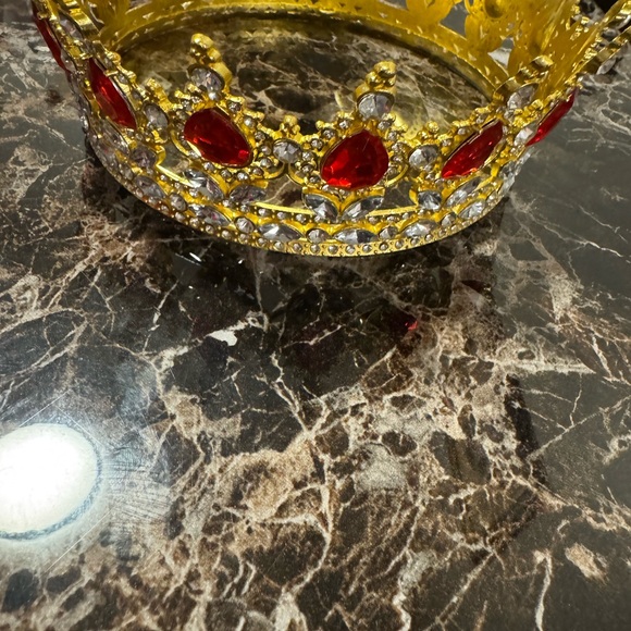 Temu | Accents | Regal Gold And Red Jeweled Crown | Poshmark
